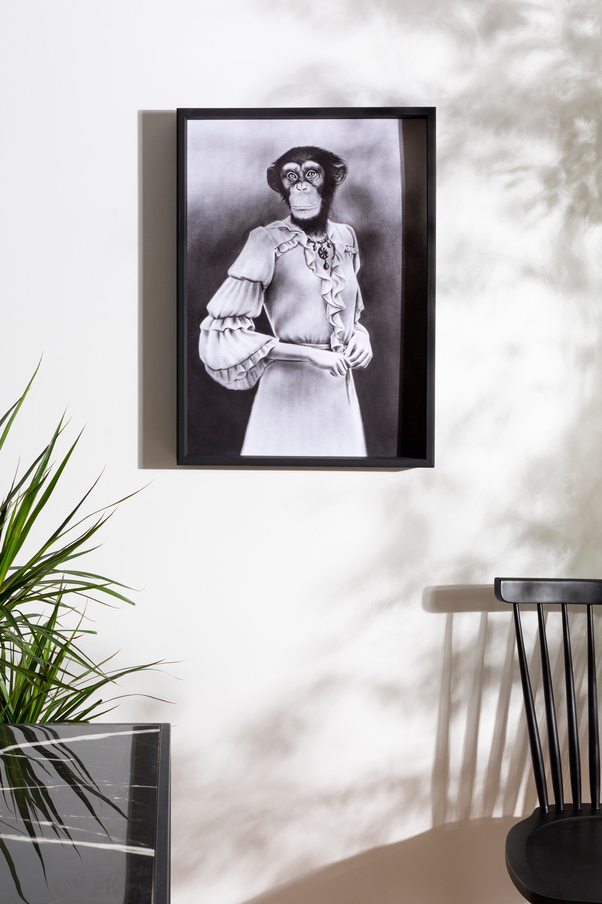 Siyah Beyaz Dişi Maymun Tablo – çiçekişleri